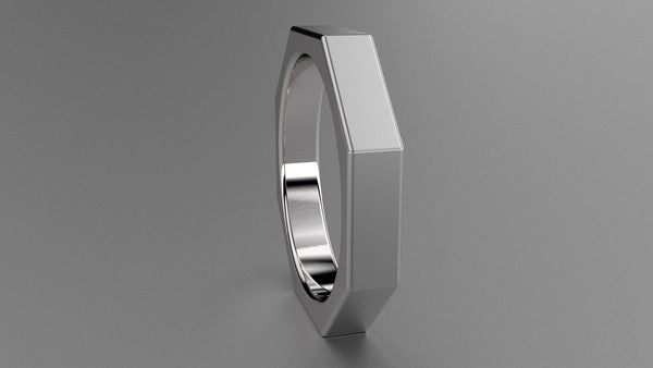 Brushed Sterling Silver 4mm Octagon Bolt Wedding Band – Angelo Paul