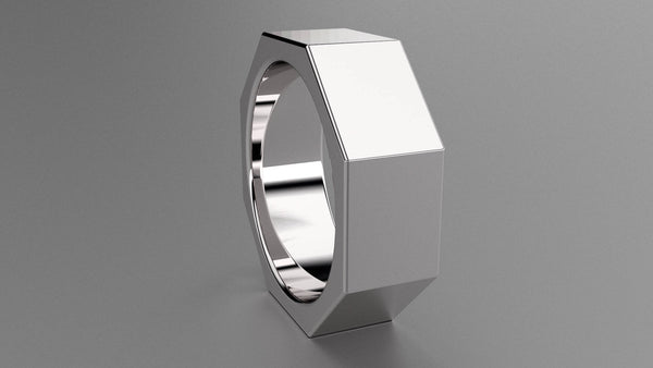 Polished Sterling Silver 8mm Octagon Bolt Wedding Band – Angelo Paul